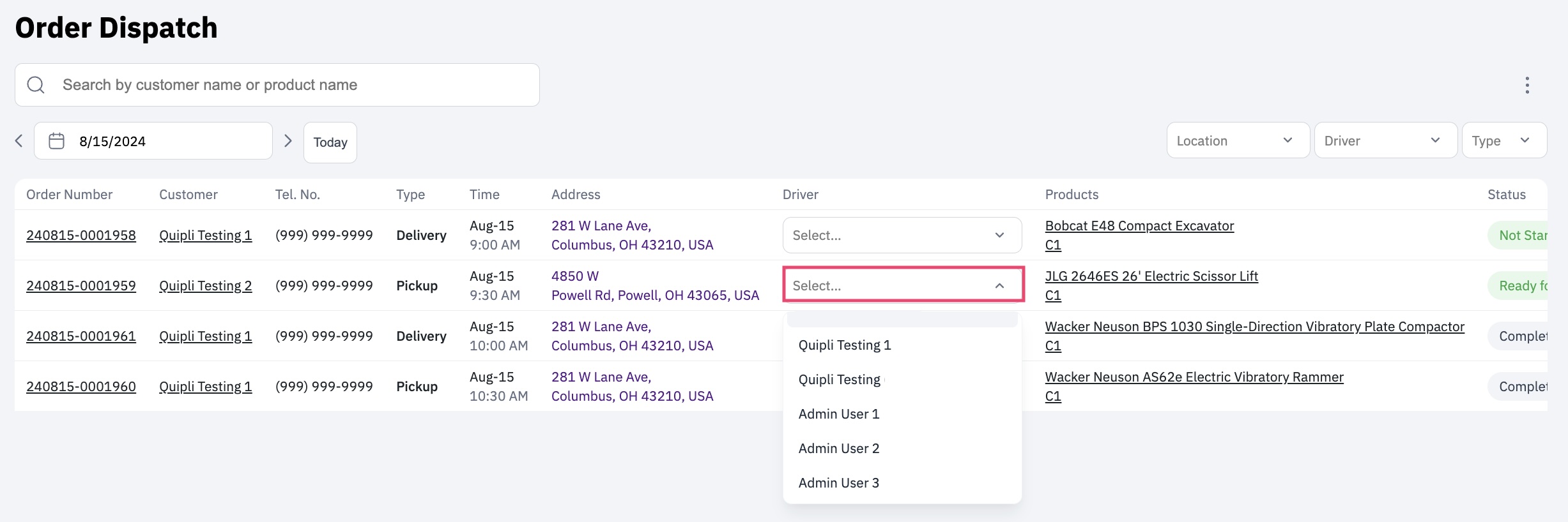 Assign Drivers Using the Dispatch Feature – Quipli