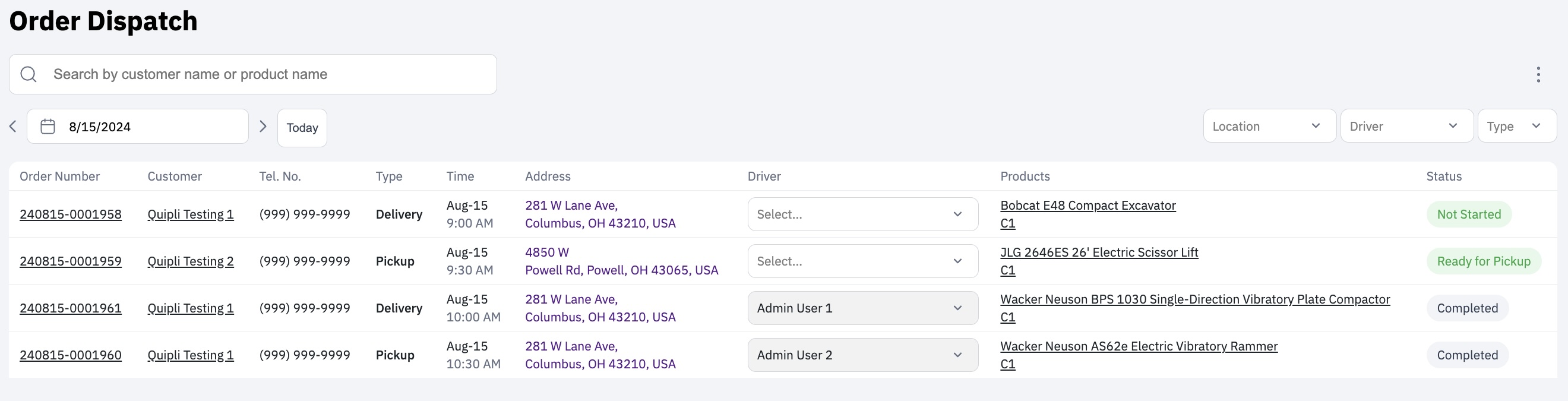 Assign Drivers Using the Dispatch Feature – Quipli