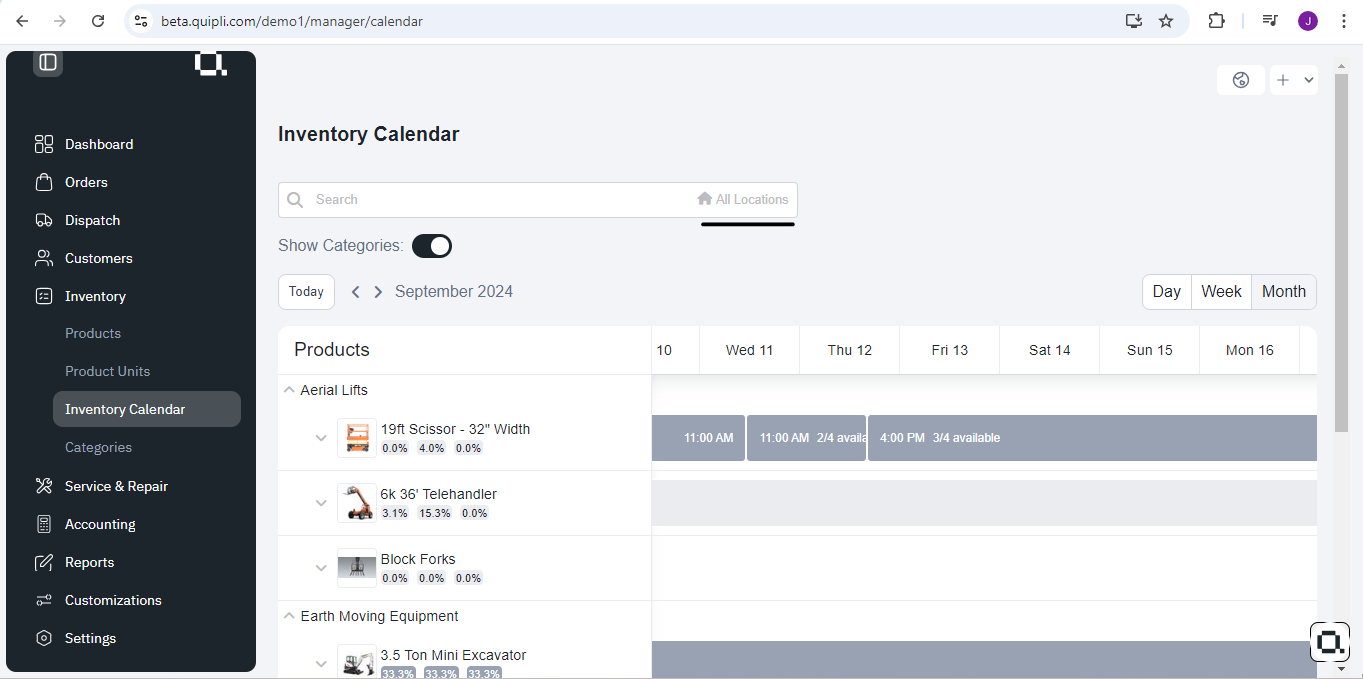 How to Use the Inventory Calendar – Quipli