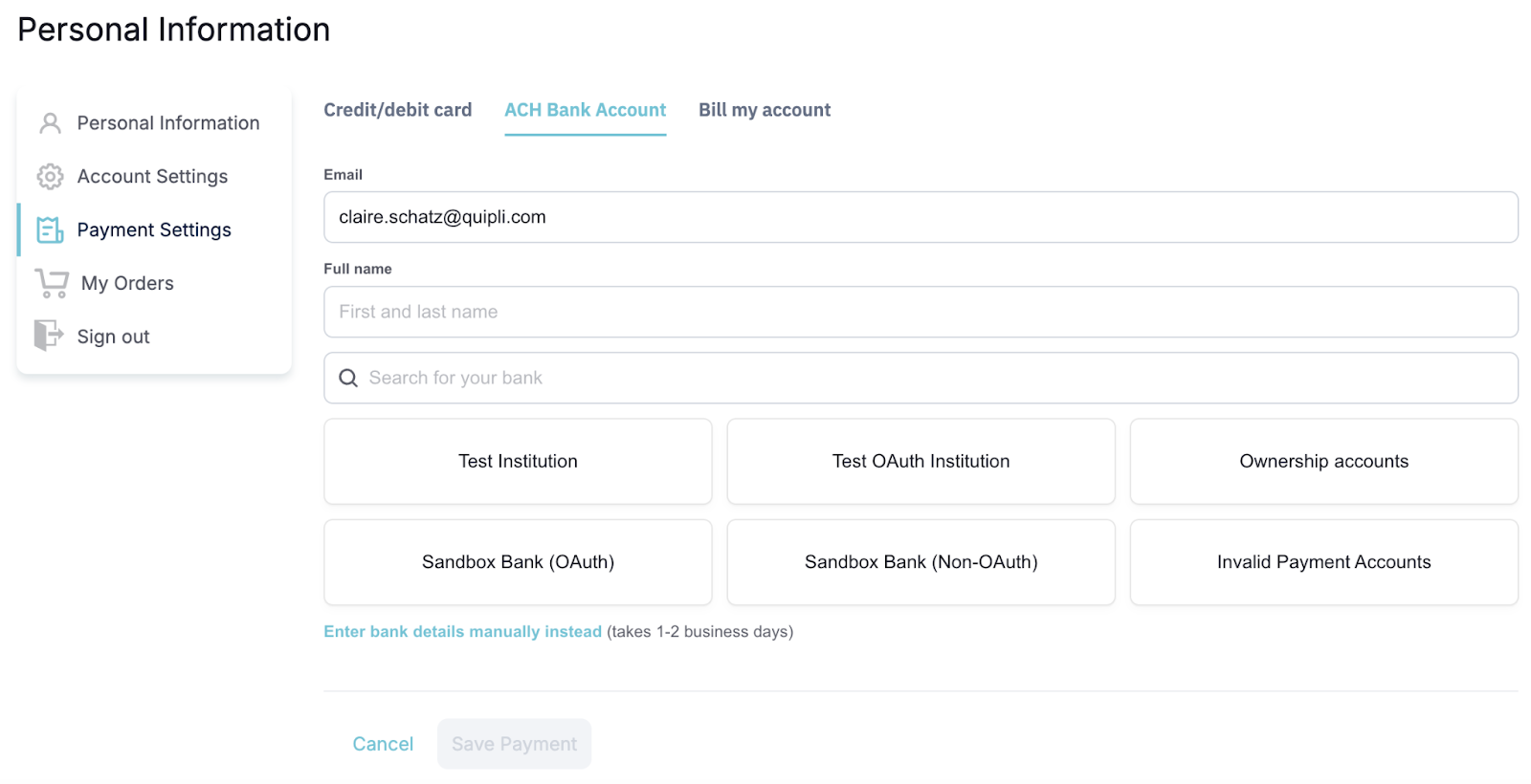 ACH Payments – Quipli