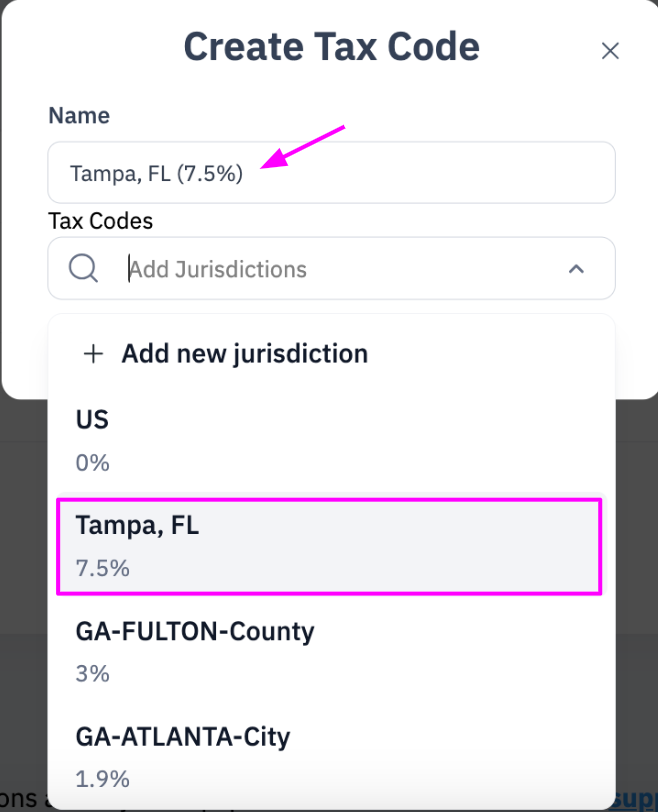 Adding a Tax Code – Quipli